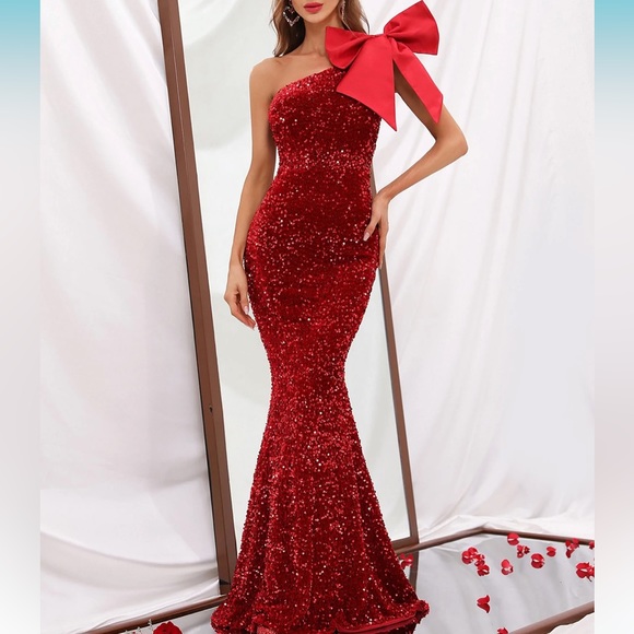 Faeriesty | Dresses | Elegant One Shoulder Prom Dress With A Big Bow | Poshmark